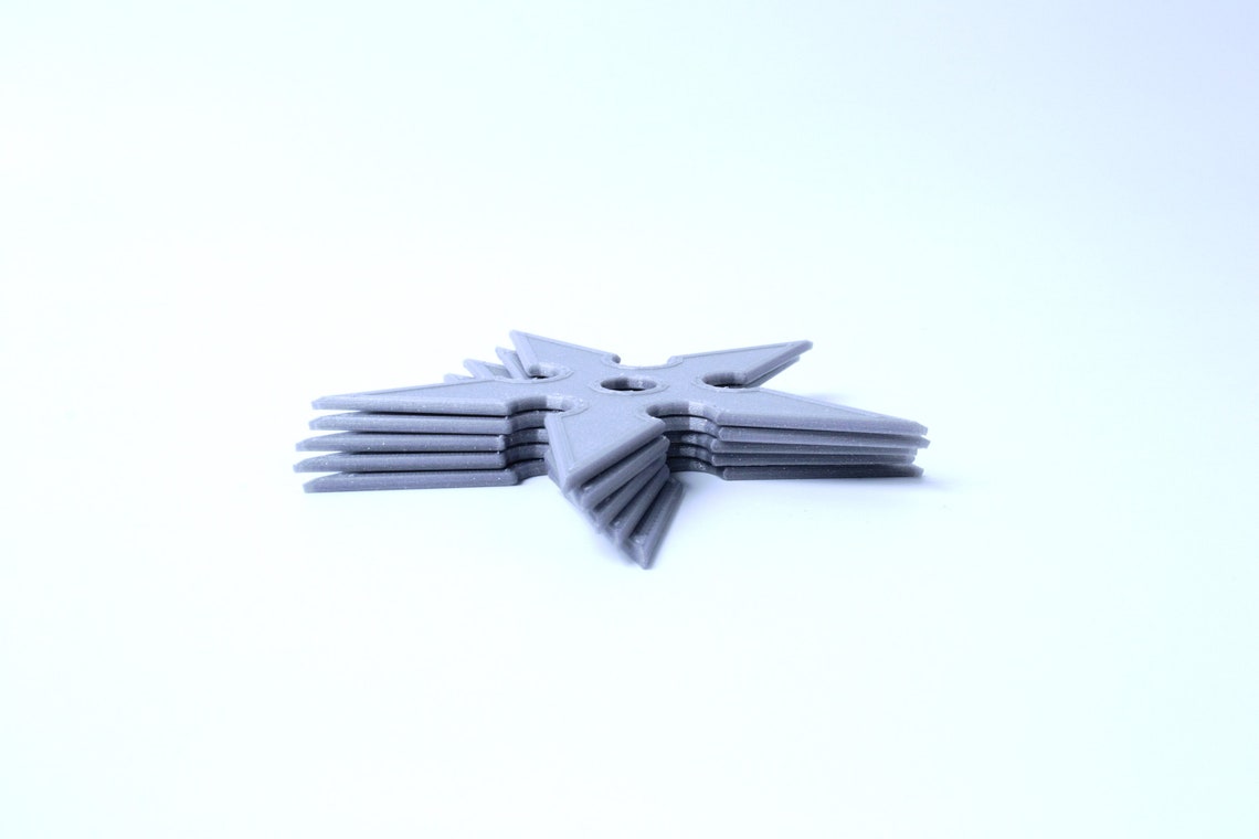 3D Printed Ninja Throwing Star Practice Kit Bundle of 5 Stars Silver ...
