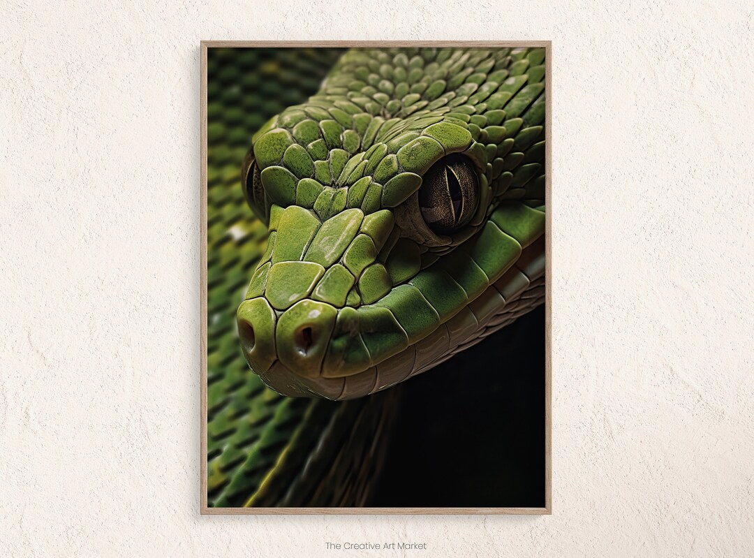 Snake Poster Wildlife Wall Art Green Snake Wall Decor Wildlife - Etsy