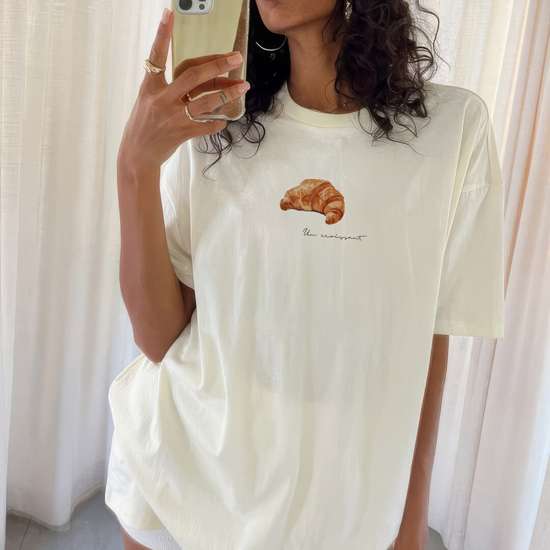 Croissant T-shirt Cute French Pastry Tee Retro Bread Lover Oversized ...