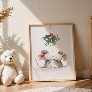 Cute Christmas Poster Print Vintage Watercolor Christmas Painting Boho ...