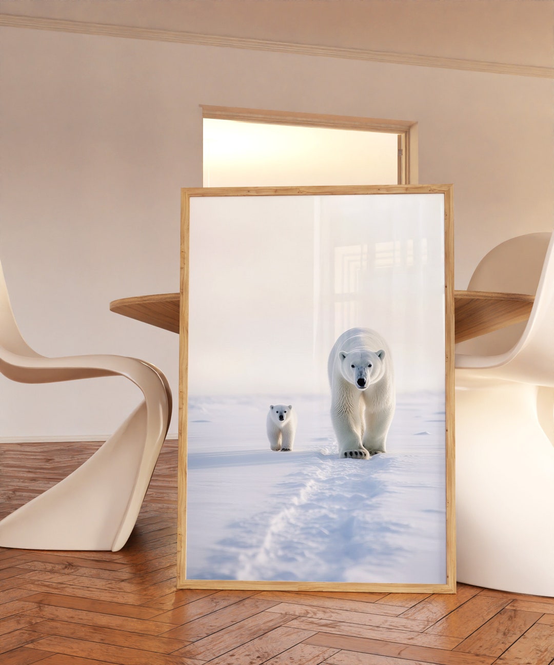 Polar Bear Poster Wildlife Wall Art Polar Bear and Cub Wall Décor ...