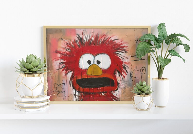 Basquiat-inspired Elmo Poster | Sesame Street - Etsy