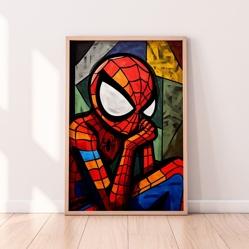 Picasso Style Spider-man Poster | Abstract Superhero Wall Art | Unique ...
