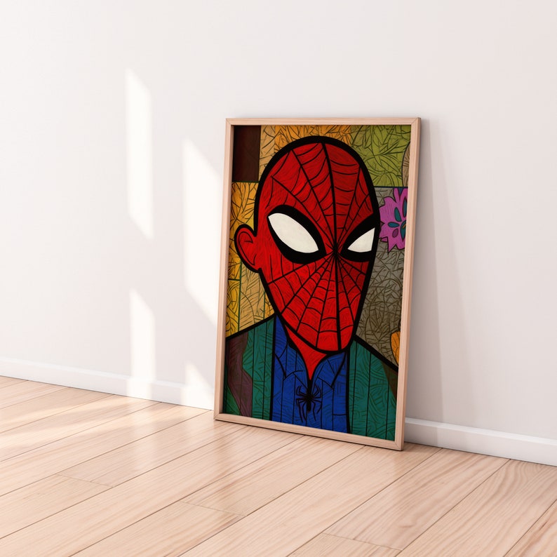 Picasso Style Spider-man Poster Abstract Superhero Wall Art Unique Gift ...
