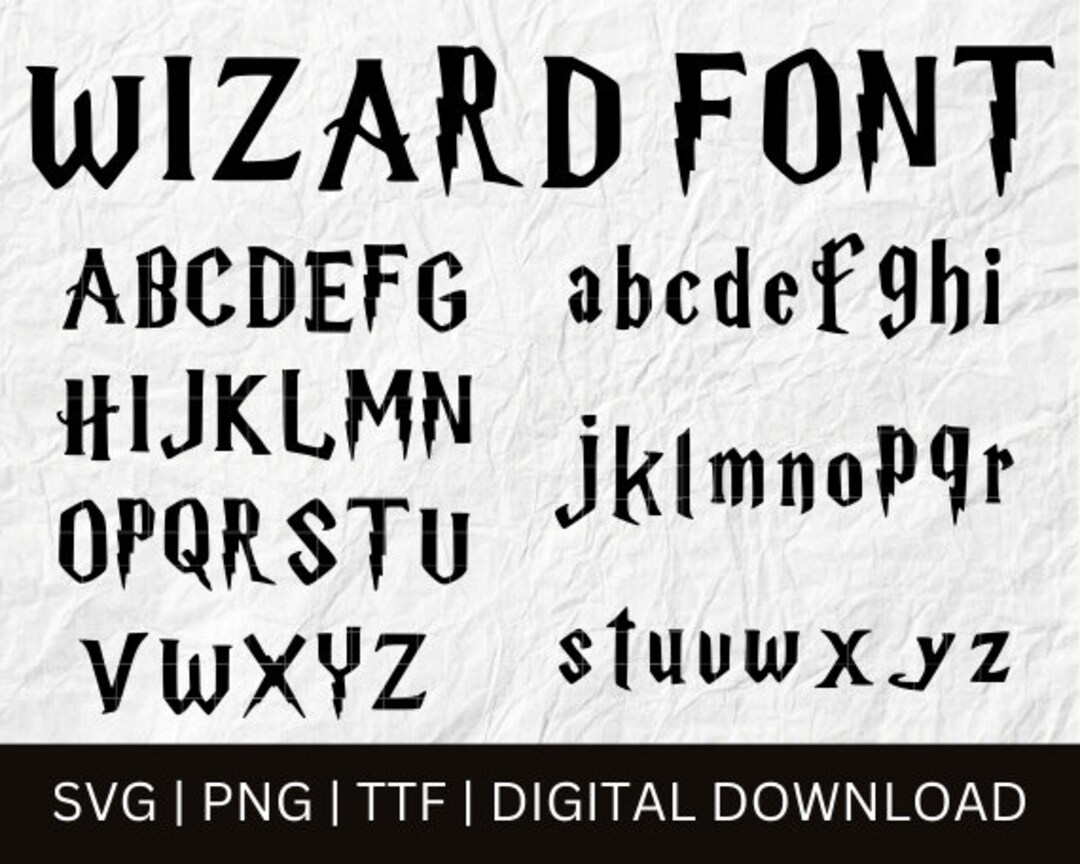 Wizard Font SVG for POD, Halloween Font, Wizard Potter Svg Png TTF Font ...