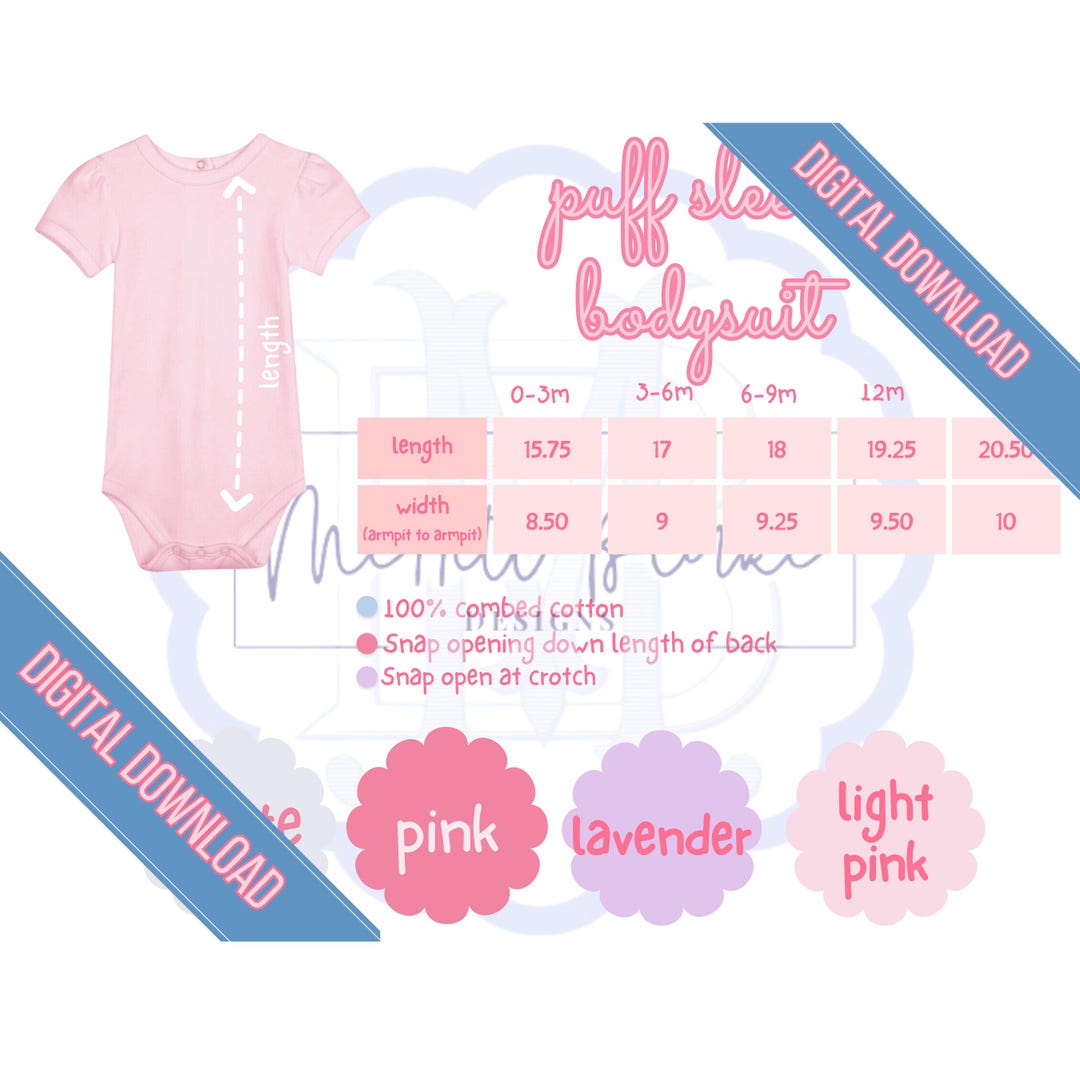 Blanks Boutique Puff Sleeve Bodysuit Color Chart Size Chart Template ...