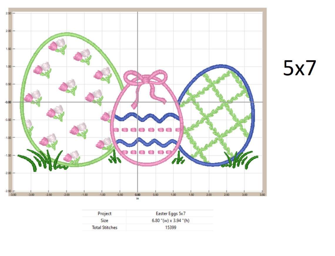 Preppy Easter Egg Trio Machine Embroidery Design - Etsy