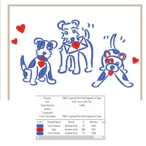 TBBC Inspired Pen Pal Puppies Embroidery Design Valentines Day - Etsy