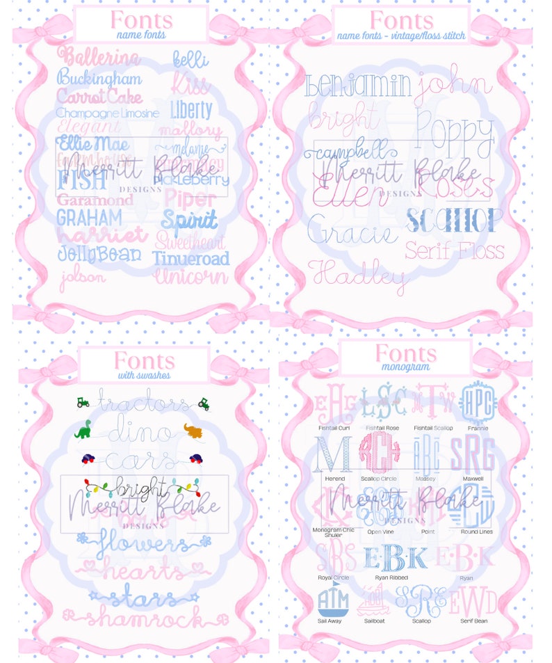 Embroidery Font Catalog Look Book Business Resource Blue Bitty Dot With ...