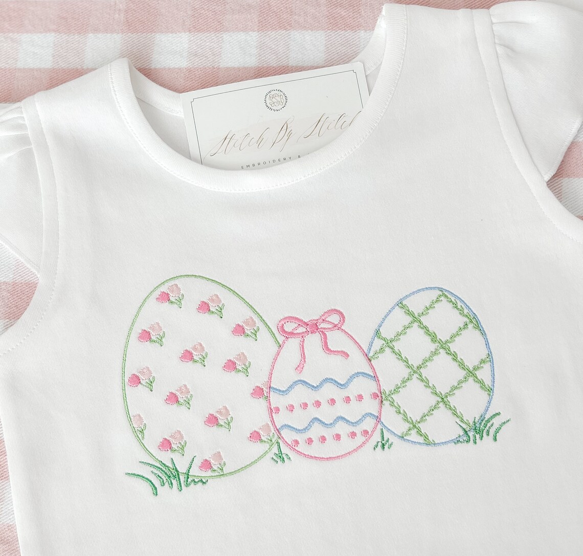 Preppy Easter Egg Trio Machine Embroidery Design - Etsy