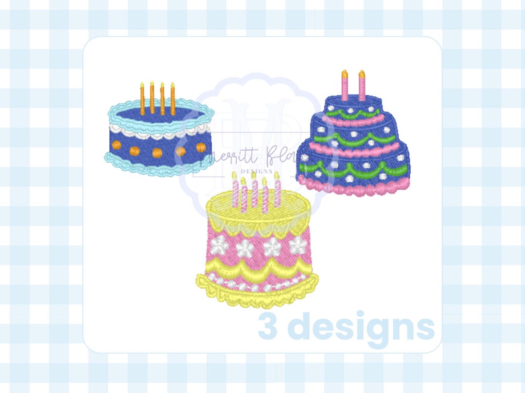TBBC Inspired Mini Birthday Cakes Machine Embroidery Design 3 Designs ...