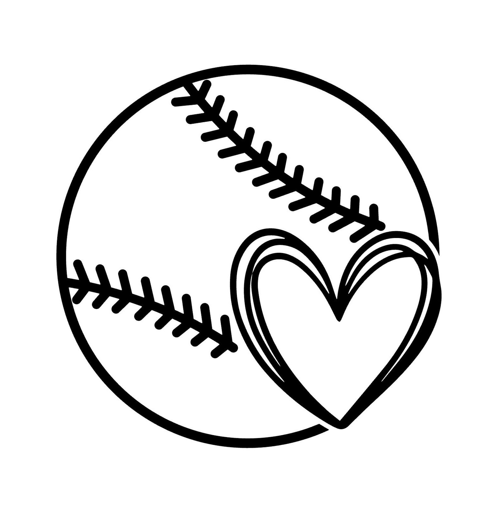 Baseball With Heart Vinyl Decal Vinyl Transfer, Weather Resistant ...