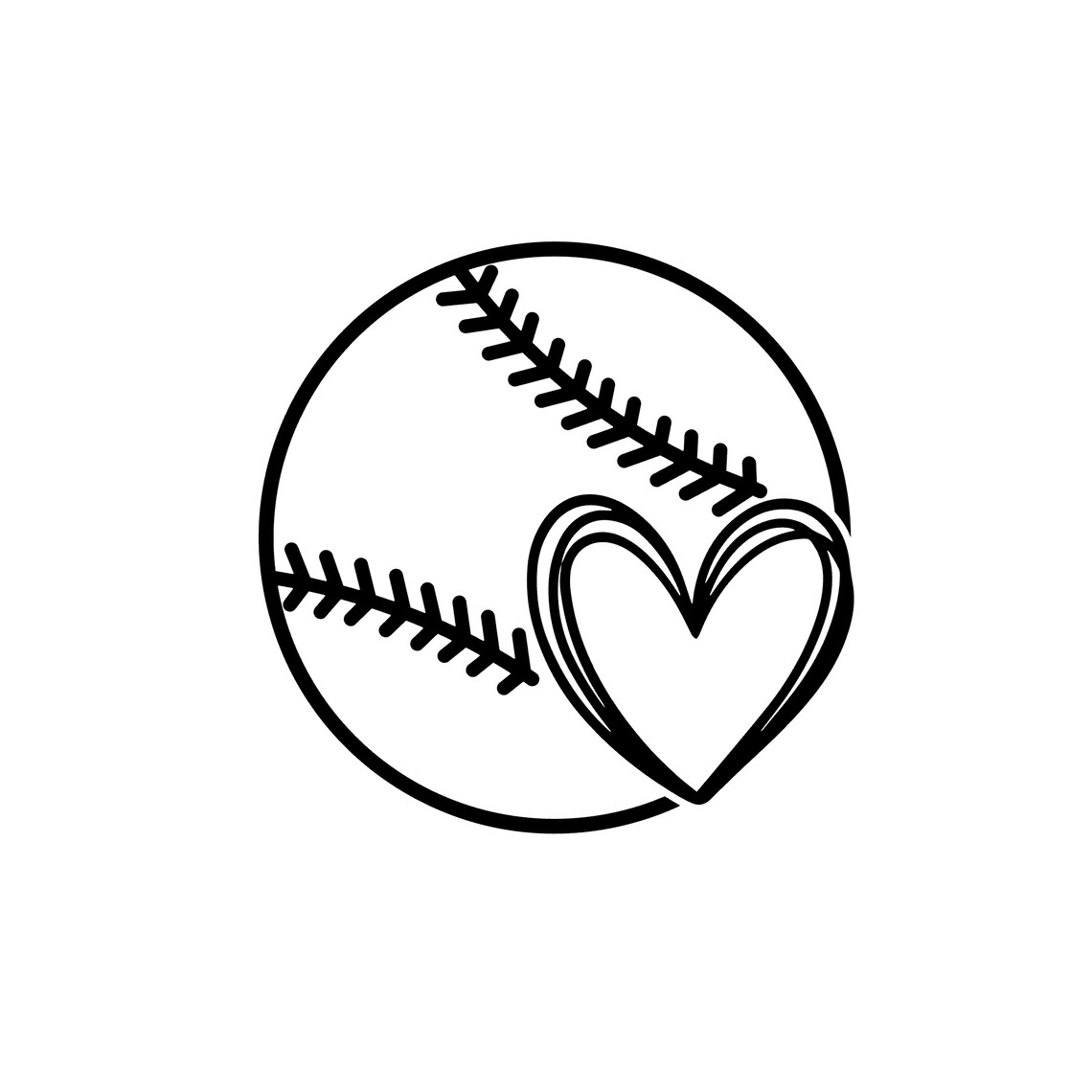 Baseball With Heart Vinyl Decal Vinyl Transfer, Weather Resistant ...