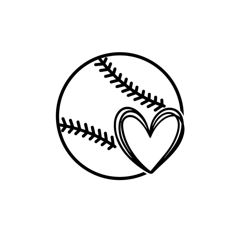 Baseball With Heart Vinyl Decal Vinyl Transfer, Weather Resistant ...
