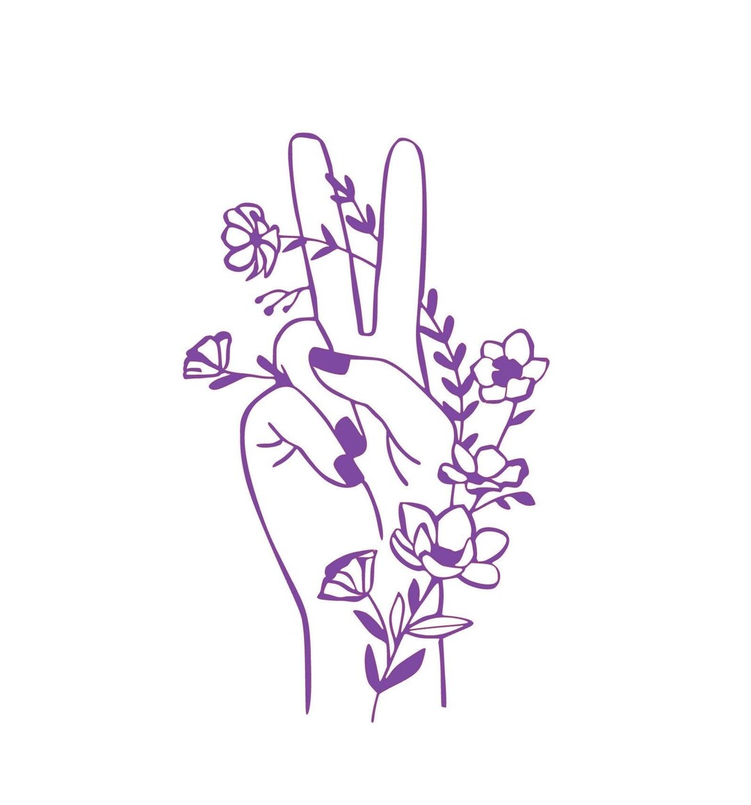 Boho Peace Sign With Wild Flowers 4x4 Girl Vinyl Decal Vinyl Transfer ...