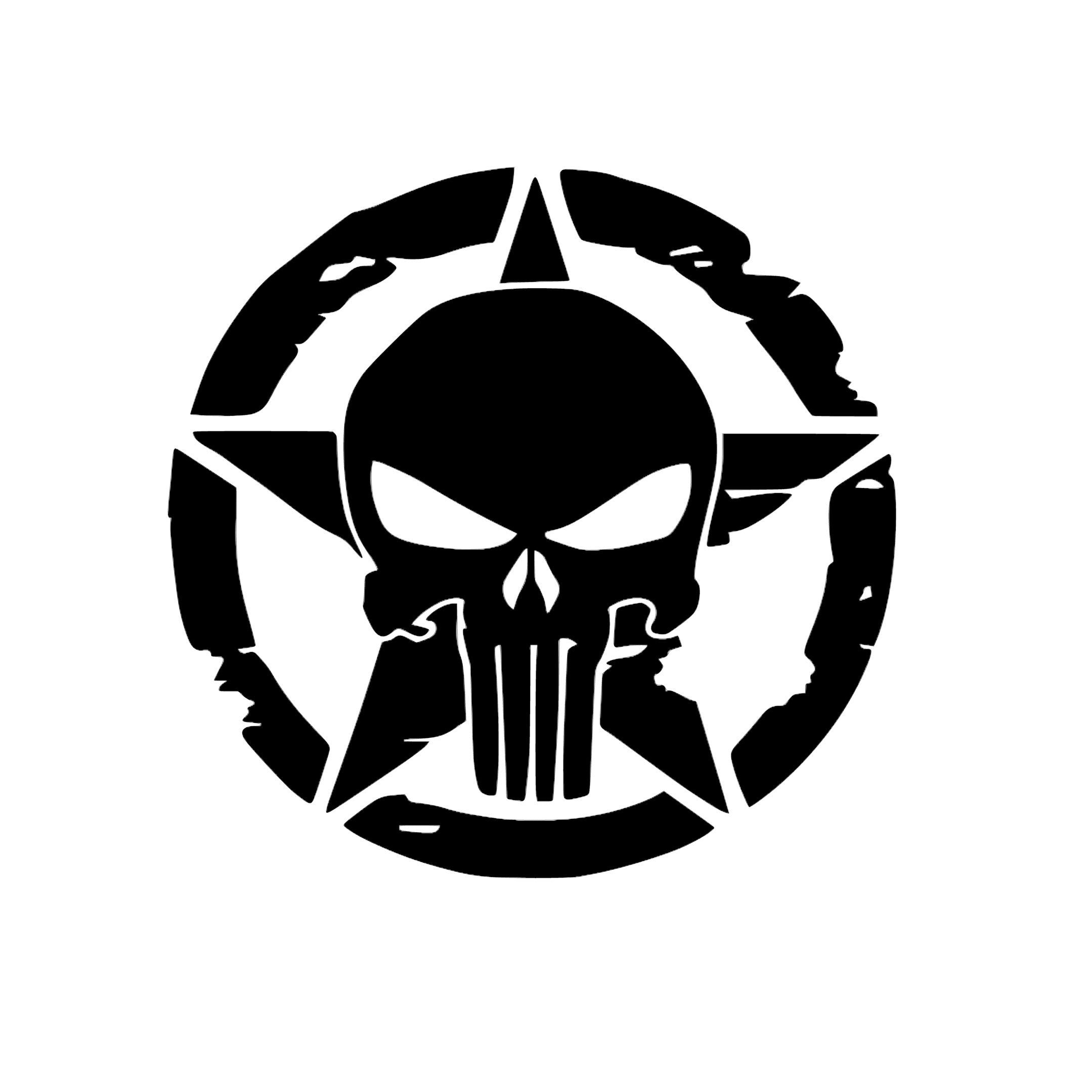 Punisher Star Vinyl Decal Vinyl Transfer, Weather Resistant, Perfect ...