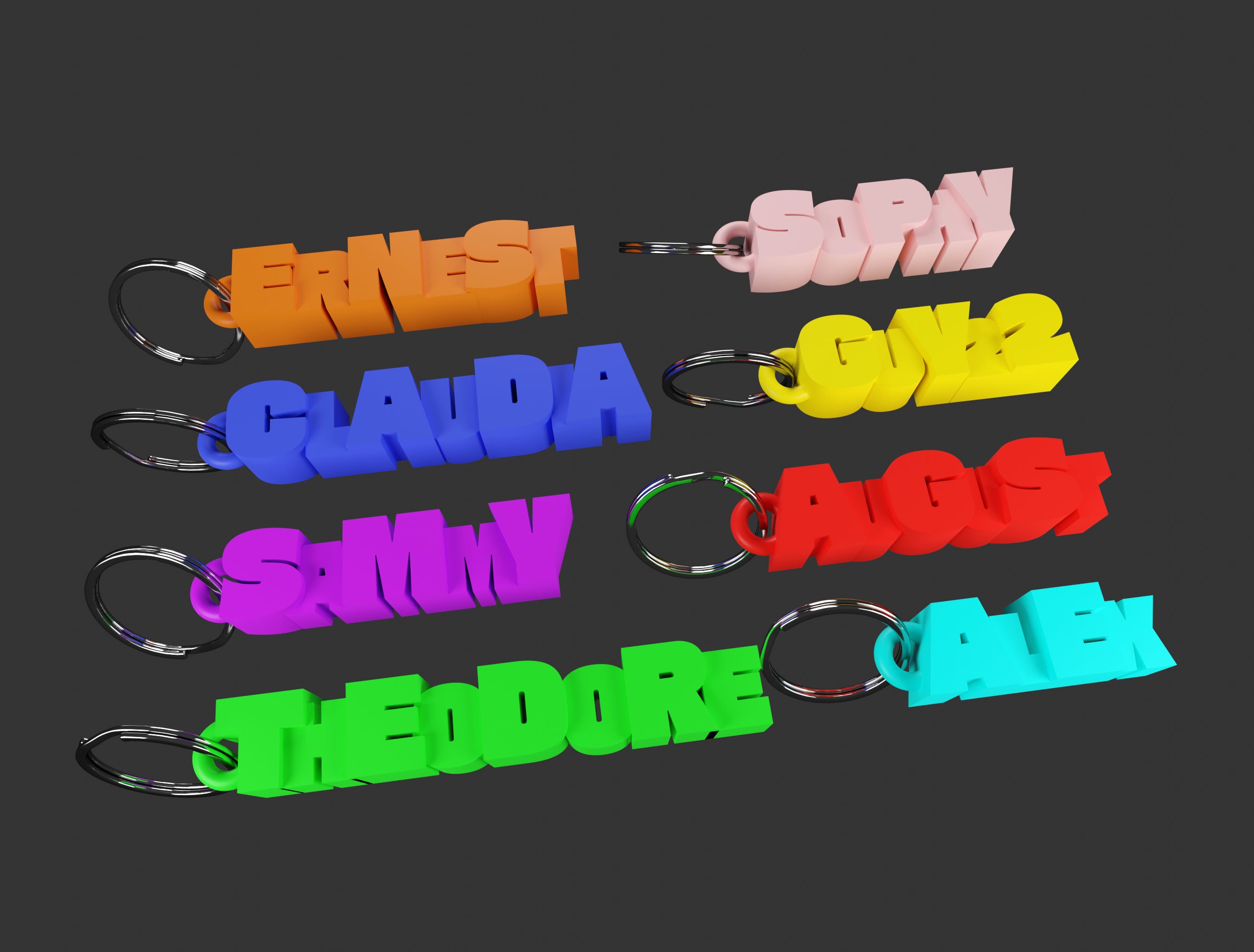 3D Printed Custom Name Text Keychain - Etsy
