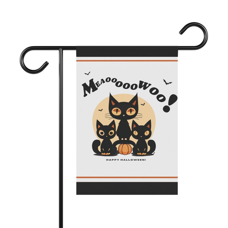 Black Cat Halloween Garden Banner: Spooky Cat Theme - Etsy