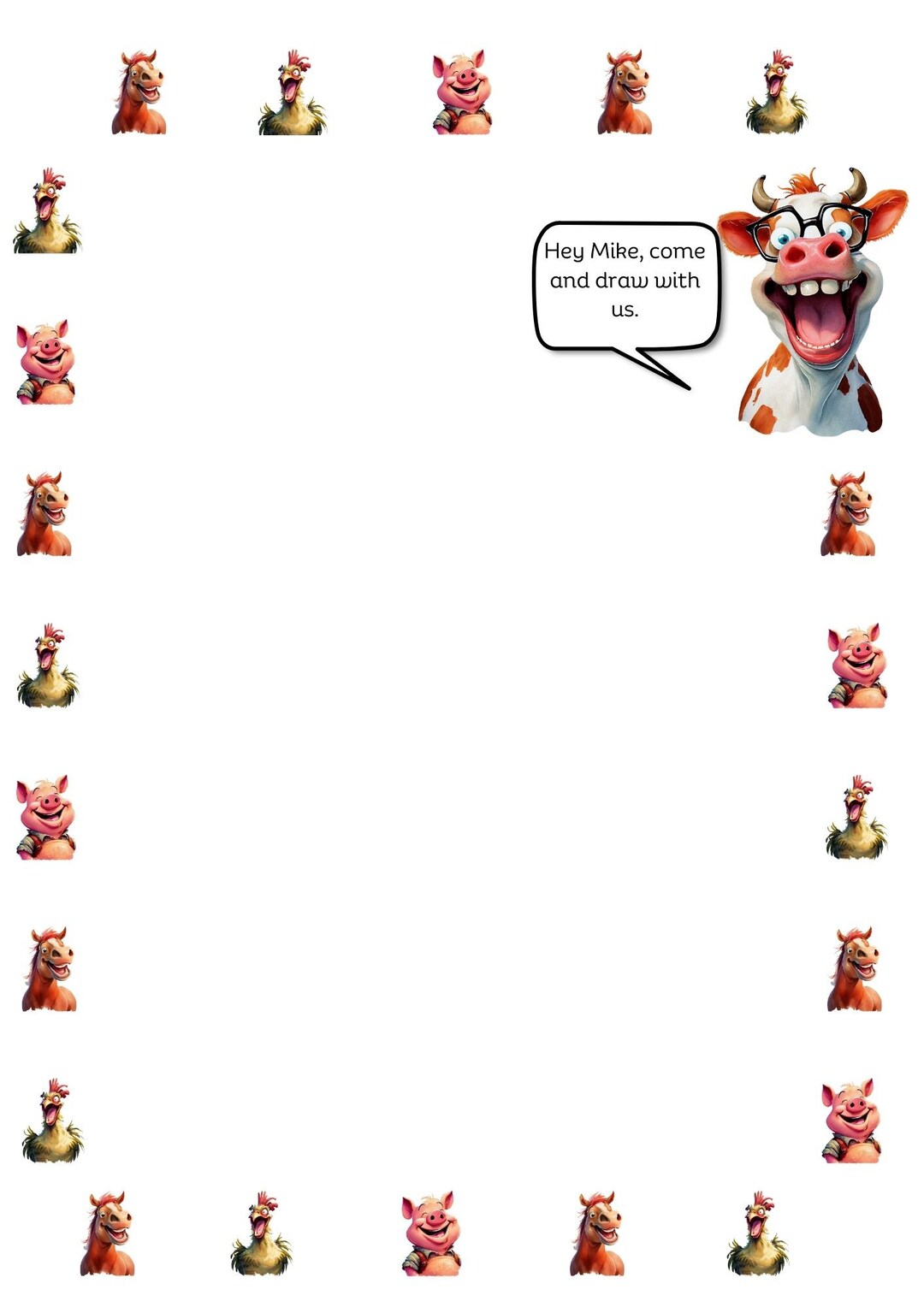 Write, Writing Frame, Bordered Page, Imagination, Animals, Farm Writing ...