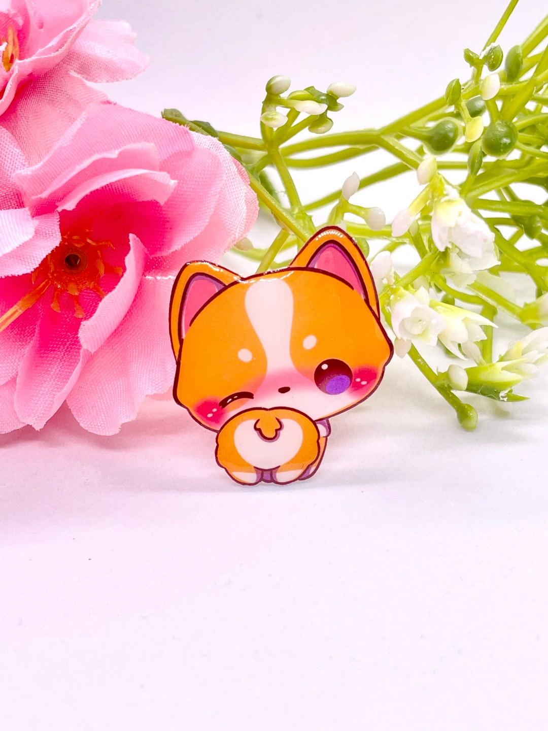 Kawaii Cute Winking Corgi Pin Handmade Pin Kawaii Pin - Etsy