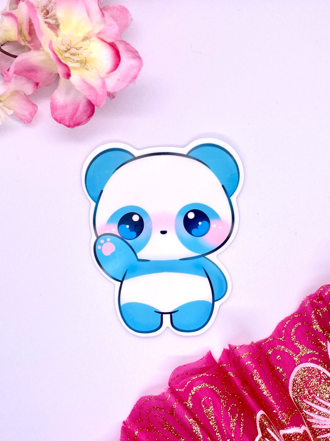 Kawaii Cute Blue Panda Vinyl Sticker Animal Sticker Laptop - Etsy