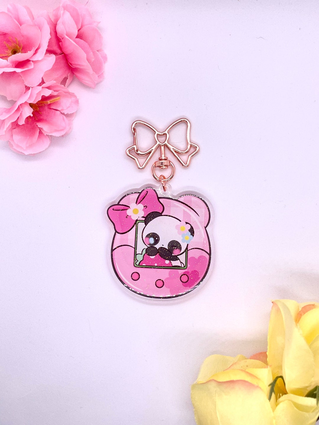 Kawaii Cute Panda With Strawberry Game Keychain Panda Keychain Kawaii ...