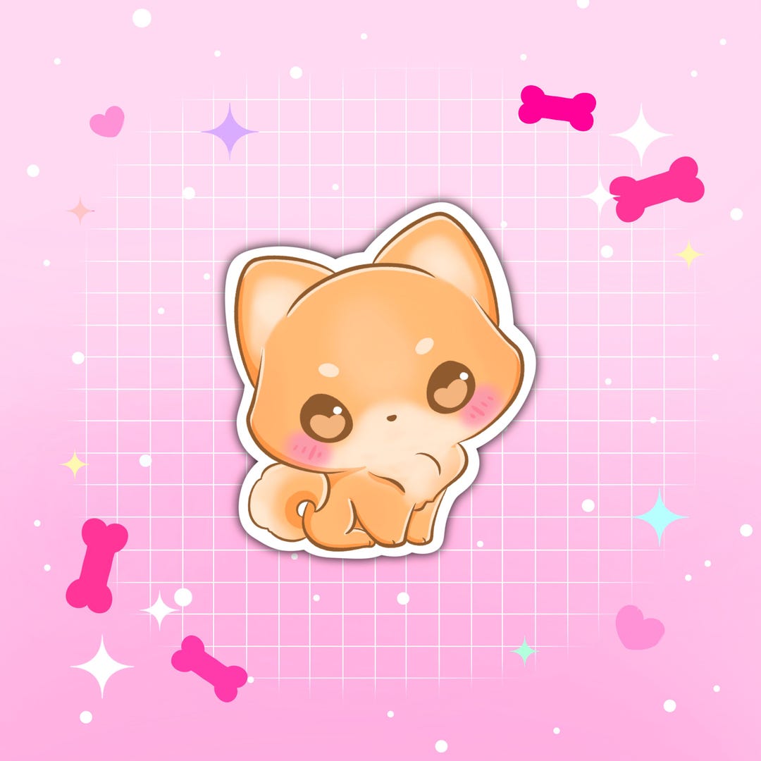 Shiba Inu Super Chibi Vinyl Sticker | Animal Stickers | Laptop Stickers ...