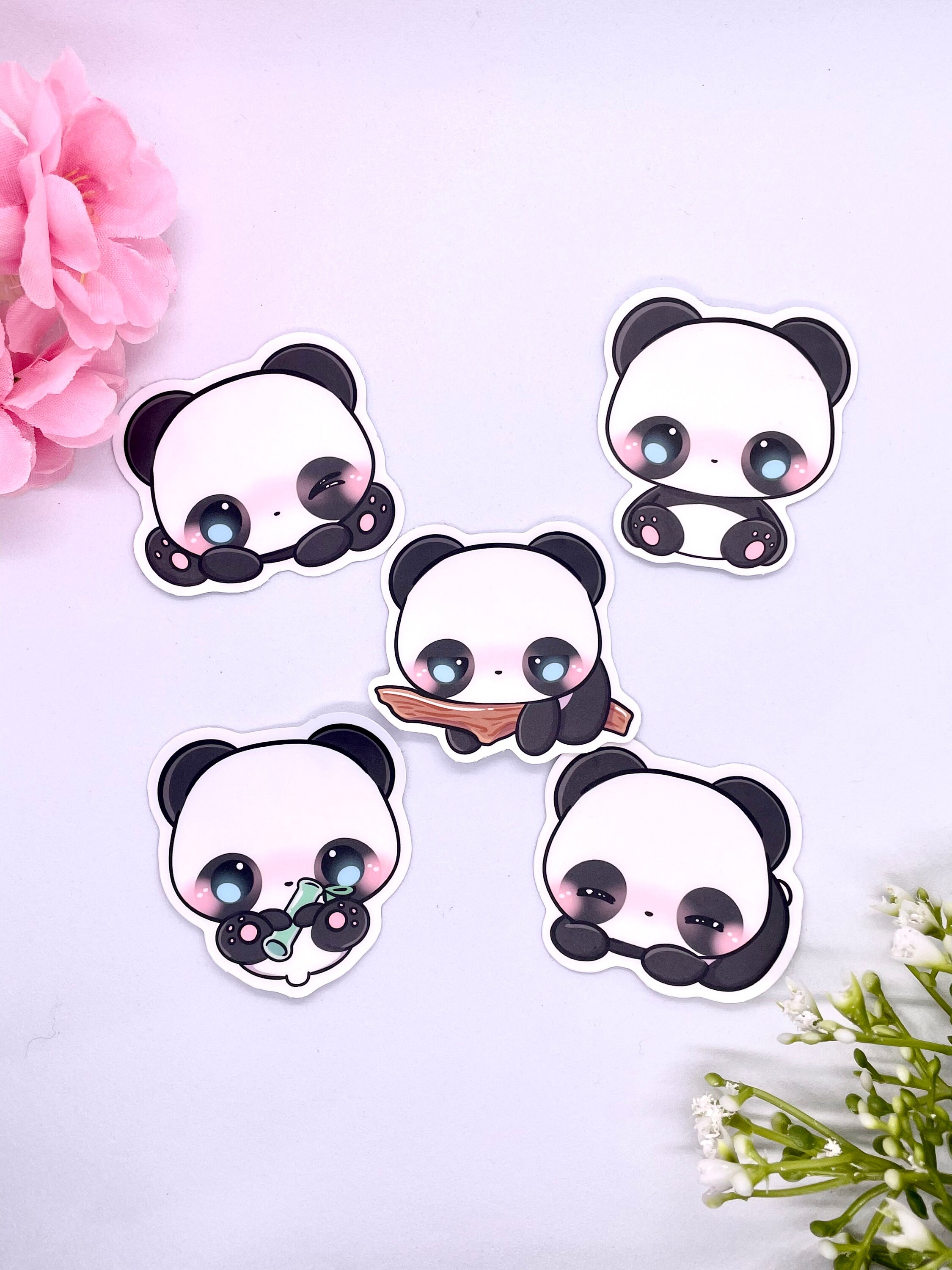 Kawaii Cute Panda Vinyl Sticker Pack Animal Stickers - Etsy