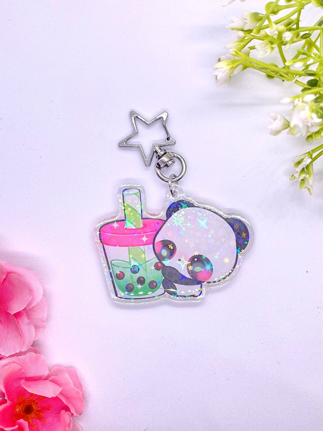 Kawaii Cute Boba Tea Panda Keychain | Panda Keychain | Kawaii Keychain ...