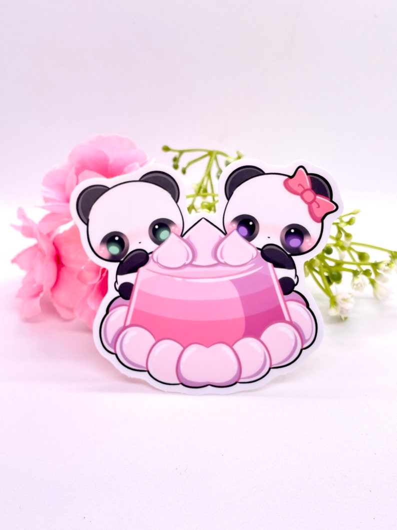 Kawaii Cute Panda With Pudding Vinyl Sticker Animal Stickers - Etsy
