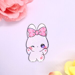 Kawaii Cute Coquette Bunny With Bow Vinyl Sticker Animal Stickers ...