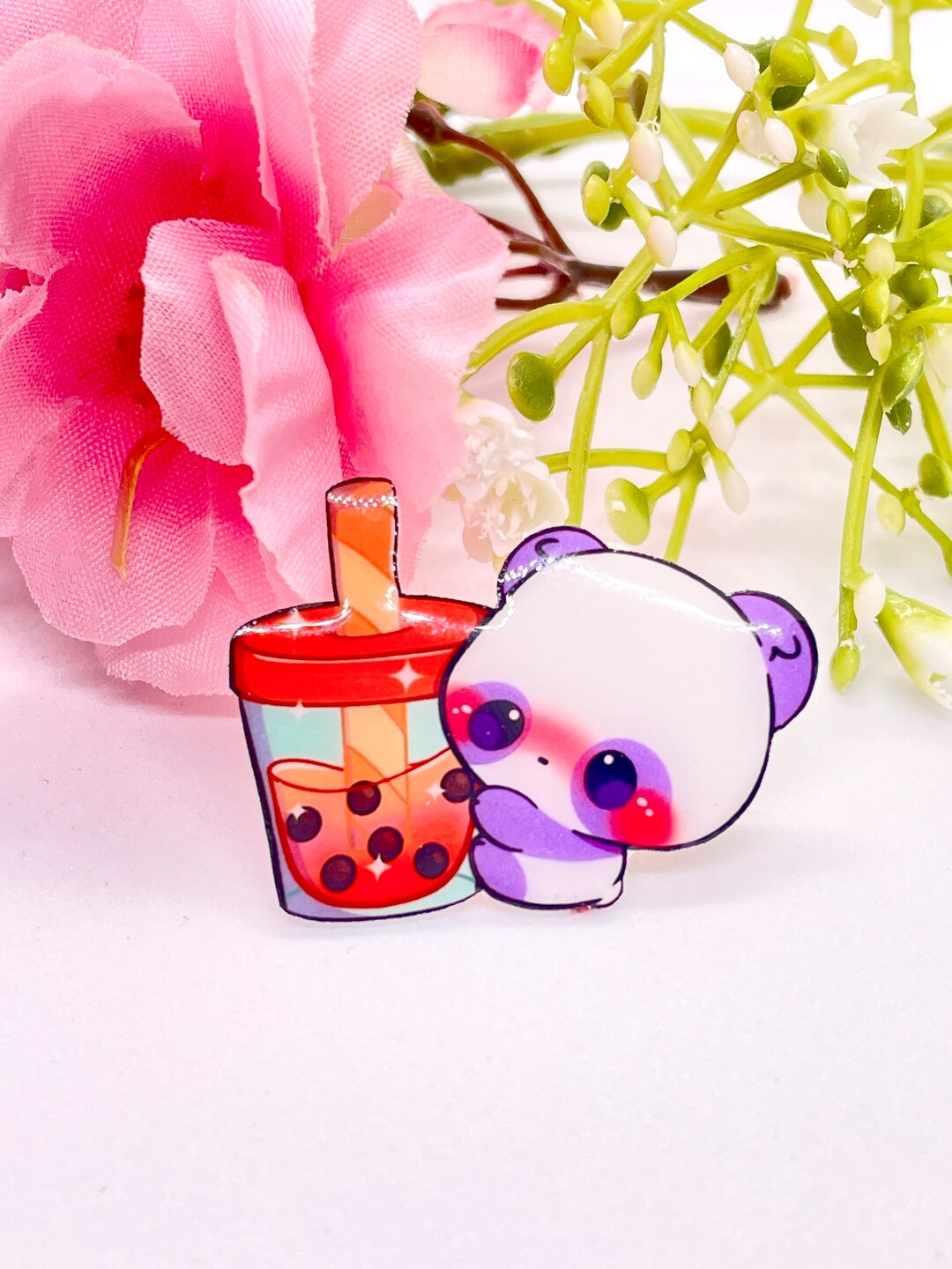 Kawaii Cute Boba Tea Panda Pin Handmade Pin Kawaii Pin Cute Pin Panda ...