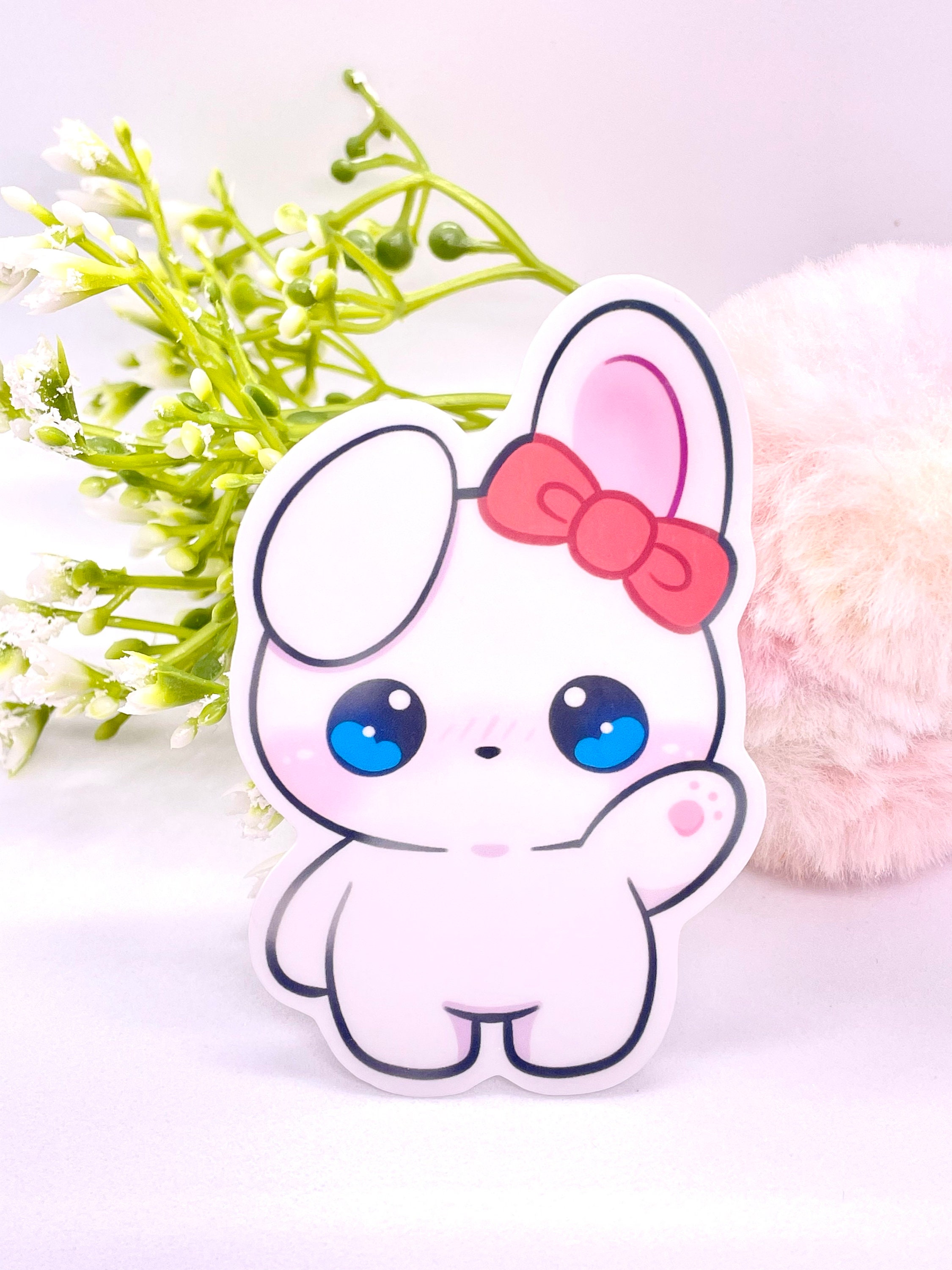 Kawaii Cute Bunny With Bow Vinyl Sticker Animal Sticker - Etsy