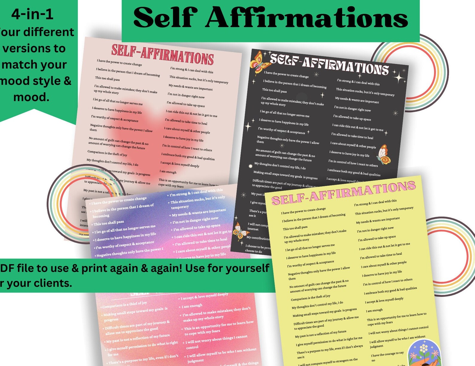 Self-affirmations - DBT, Self-care, Self-talk, Therapy, Self ...