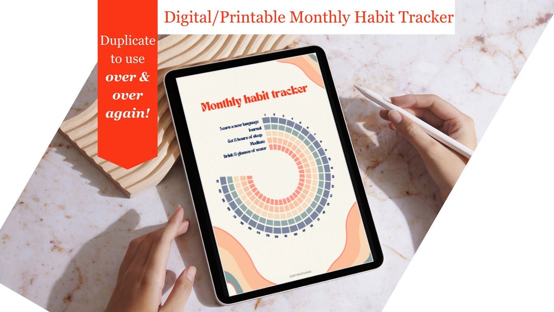 Printable/digital Daily Habit Tracker - Retro Design, Daily Habit ...