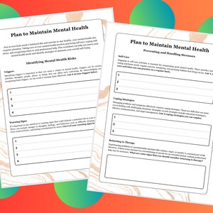 Mental Health Maintenance Plan/relapse Prevention Worksheet ...