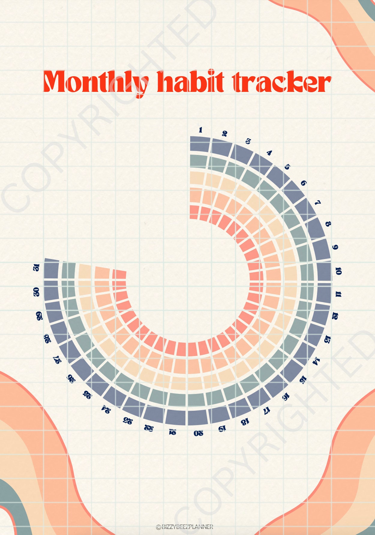 Printable/digital Daily Habit Tracker - Retro Design, Daily Habit ...