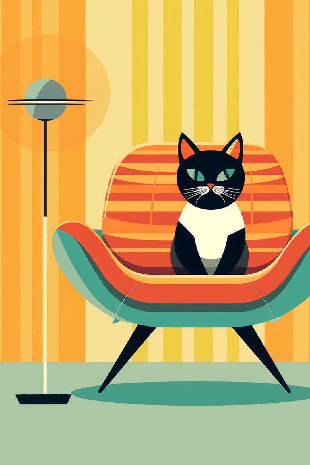 Mid Century Modern Eames Cat Printable Instant Digital Download for ...