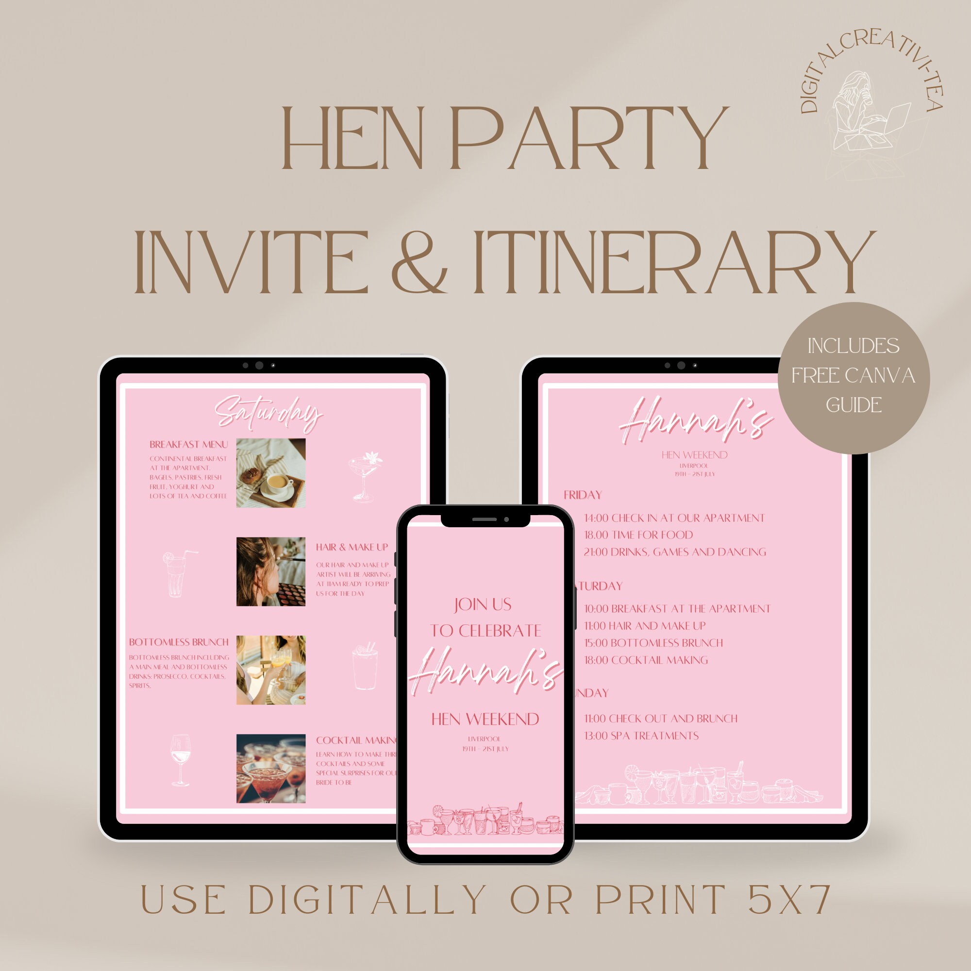 Hen Party Invite Hen Party Itinerary Itinerary Template Editable ...