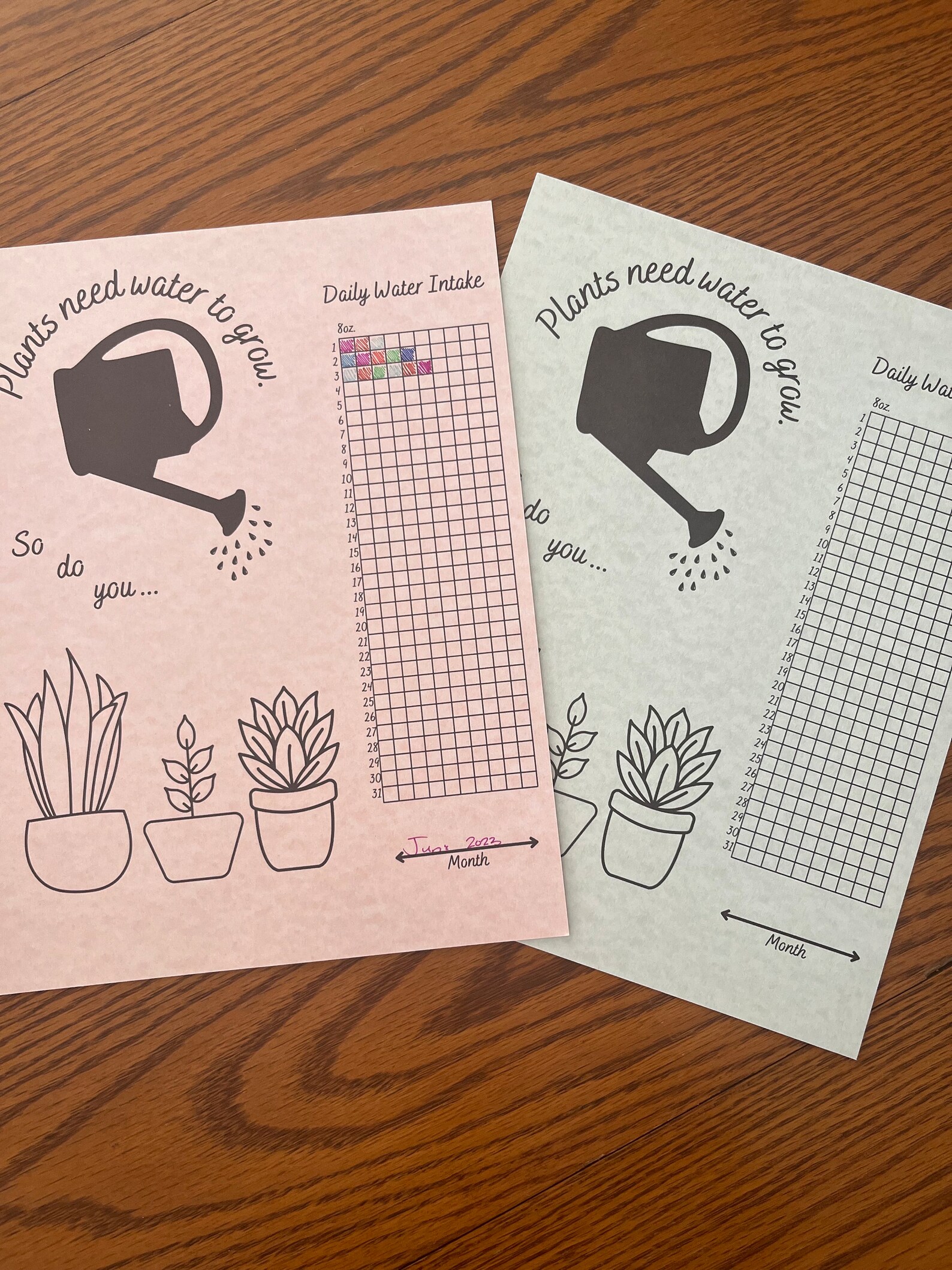 Daily Water Tracker Journal Download, Planner Pages, Bullet Journal - Etsy