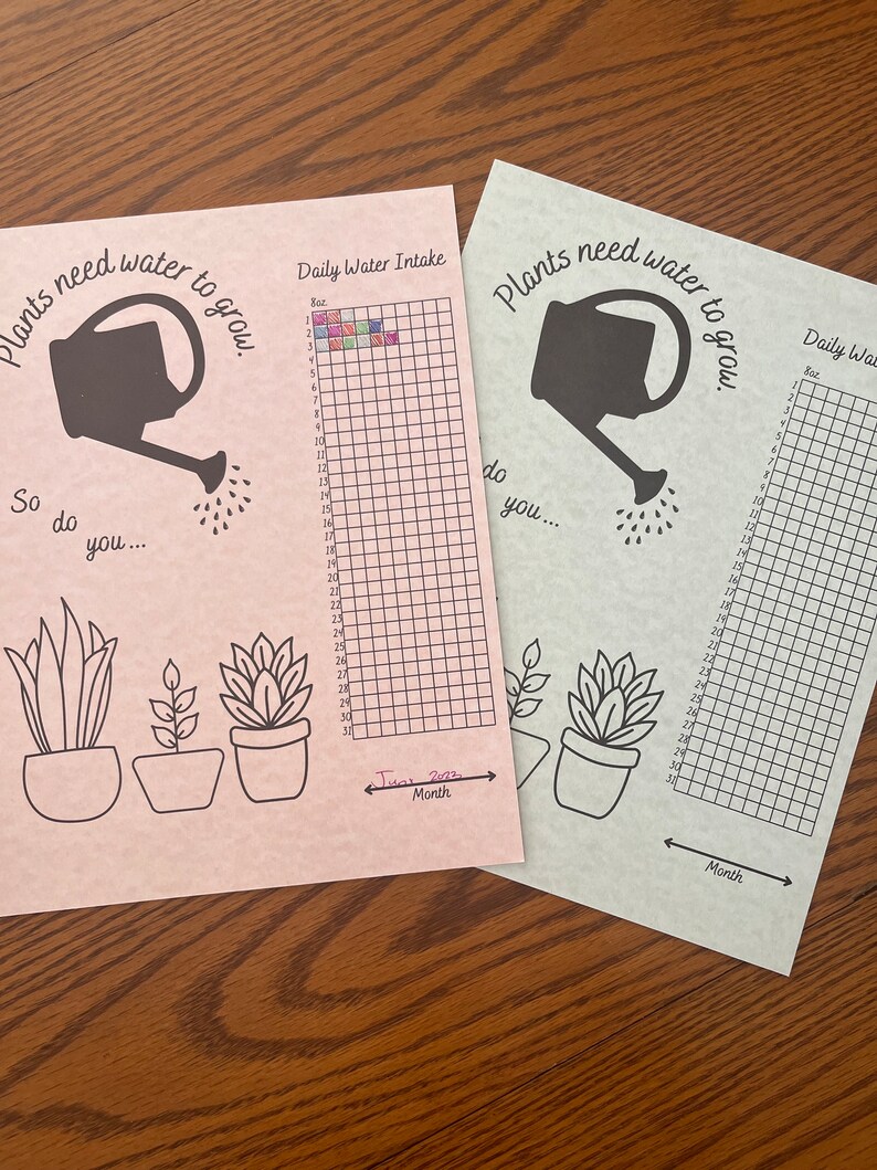 Daily Water Tracker Journal Download, Planner Pages, Bullet Journal - Etsy