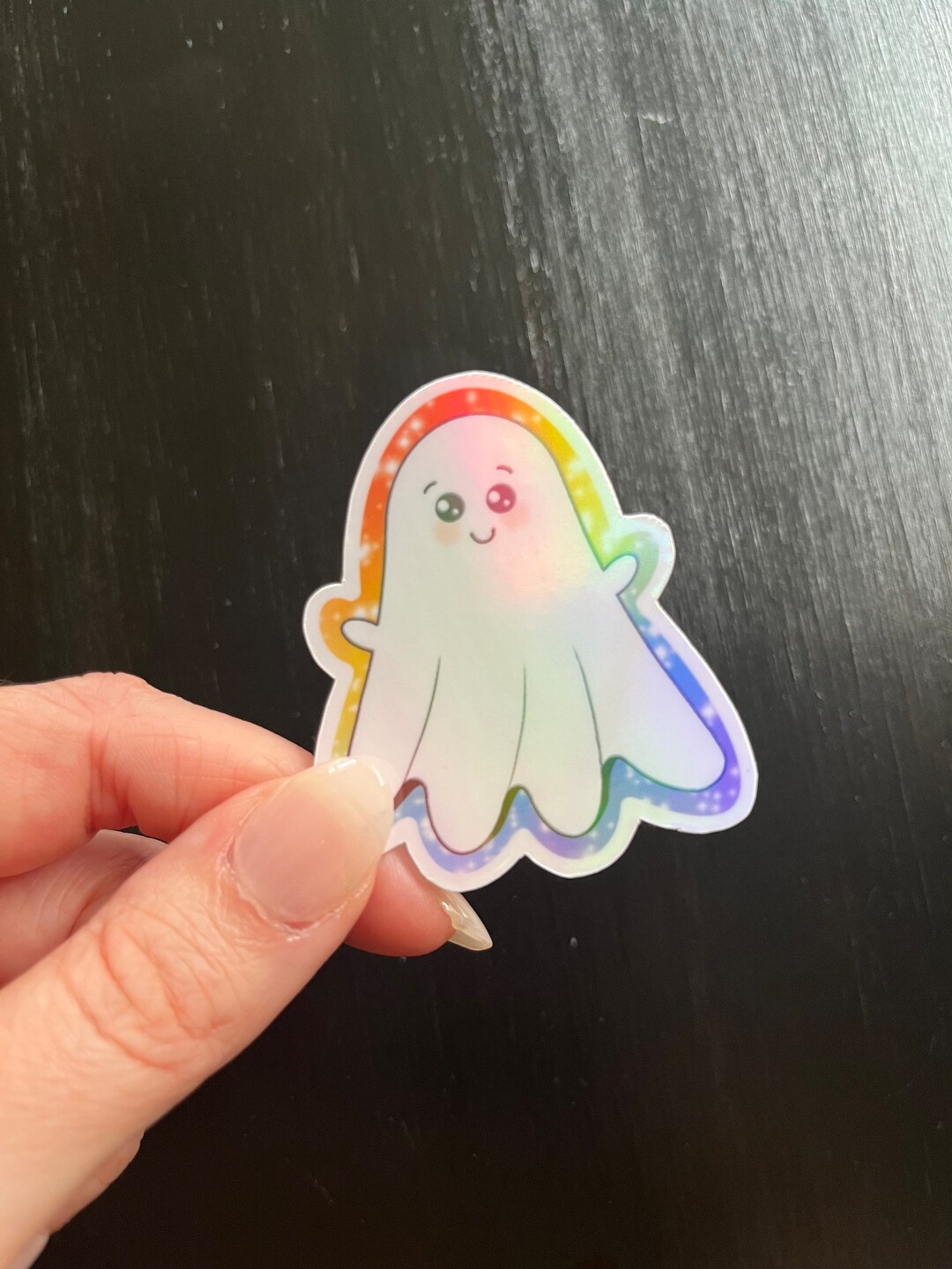 Rainbow Ghost Sticker, Cute Sticker, Halloween Sticker, Spooky - Etsy