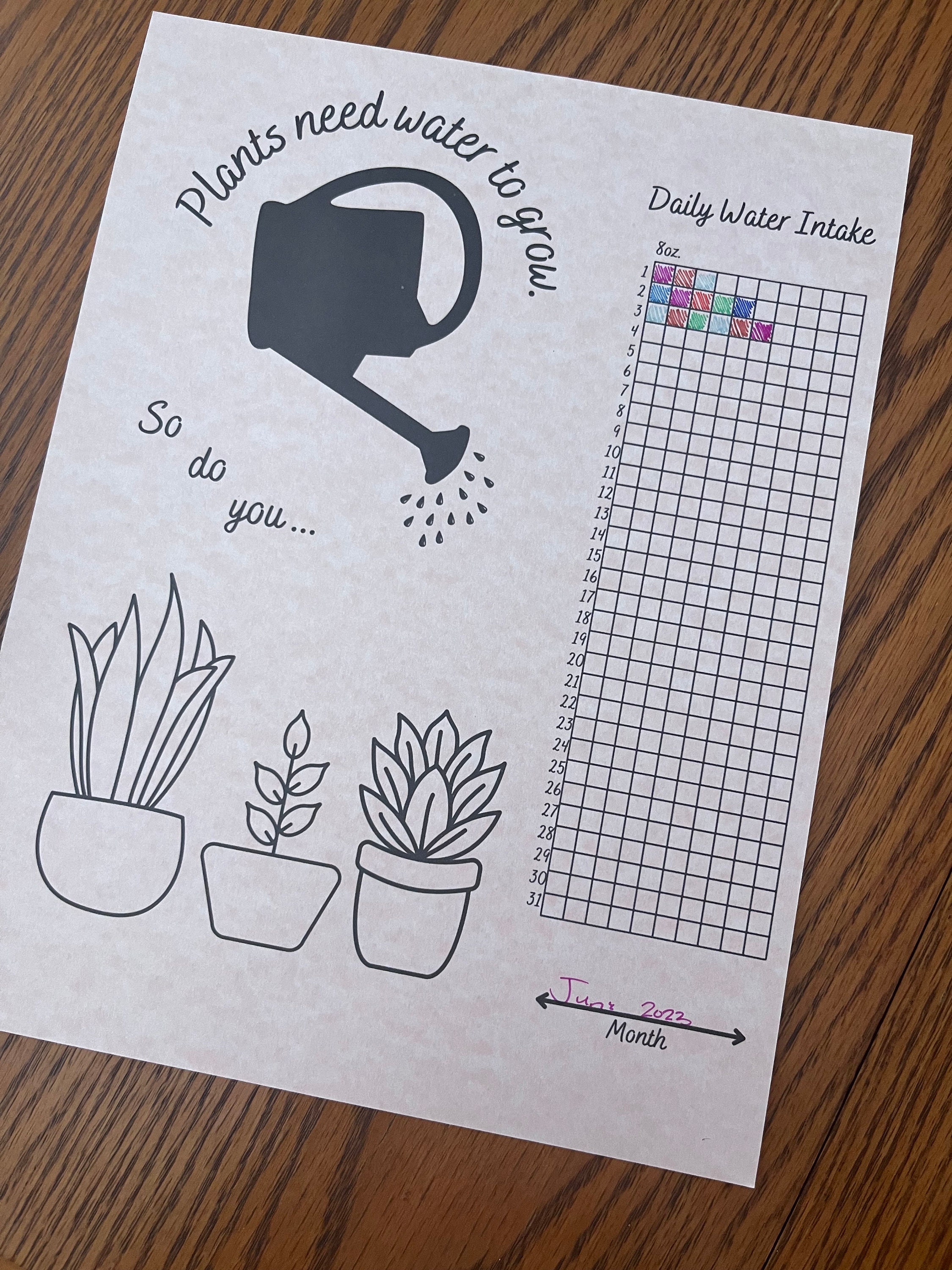 Daily Water Tracker Journal Download, Planner Pages, Bullet Journal - Etsy