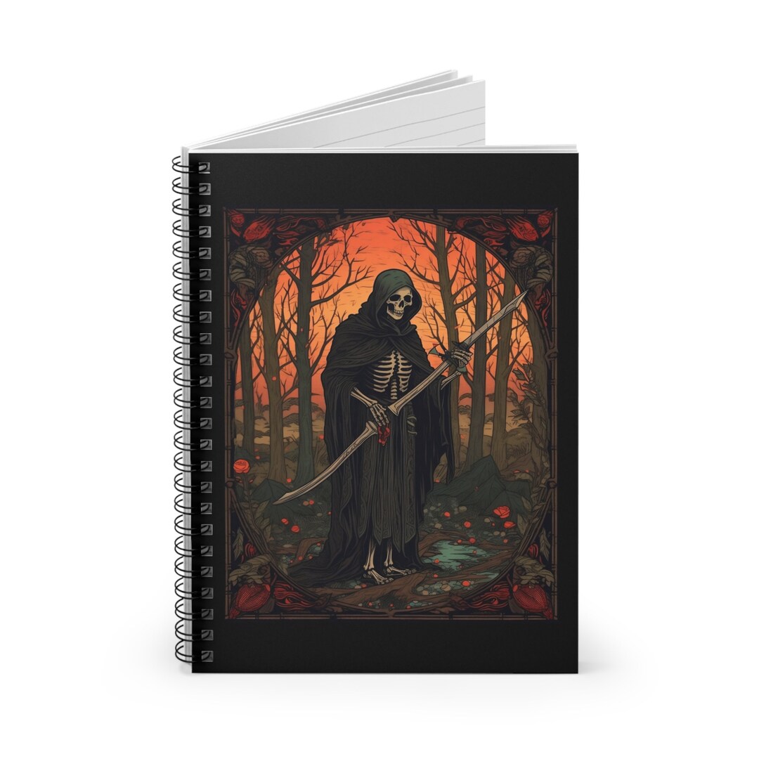 Grim Reaper Tarot Card Style Spiral Notebook - Gothic Gift Journal ...