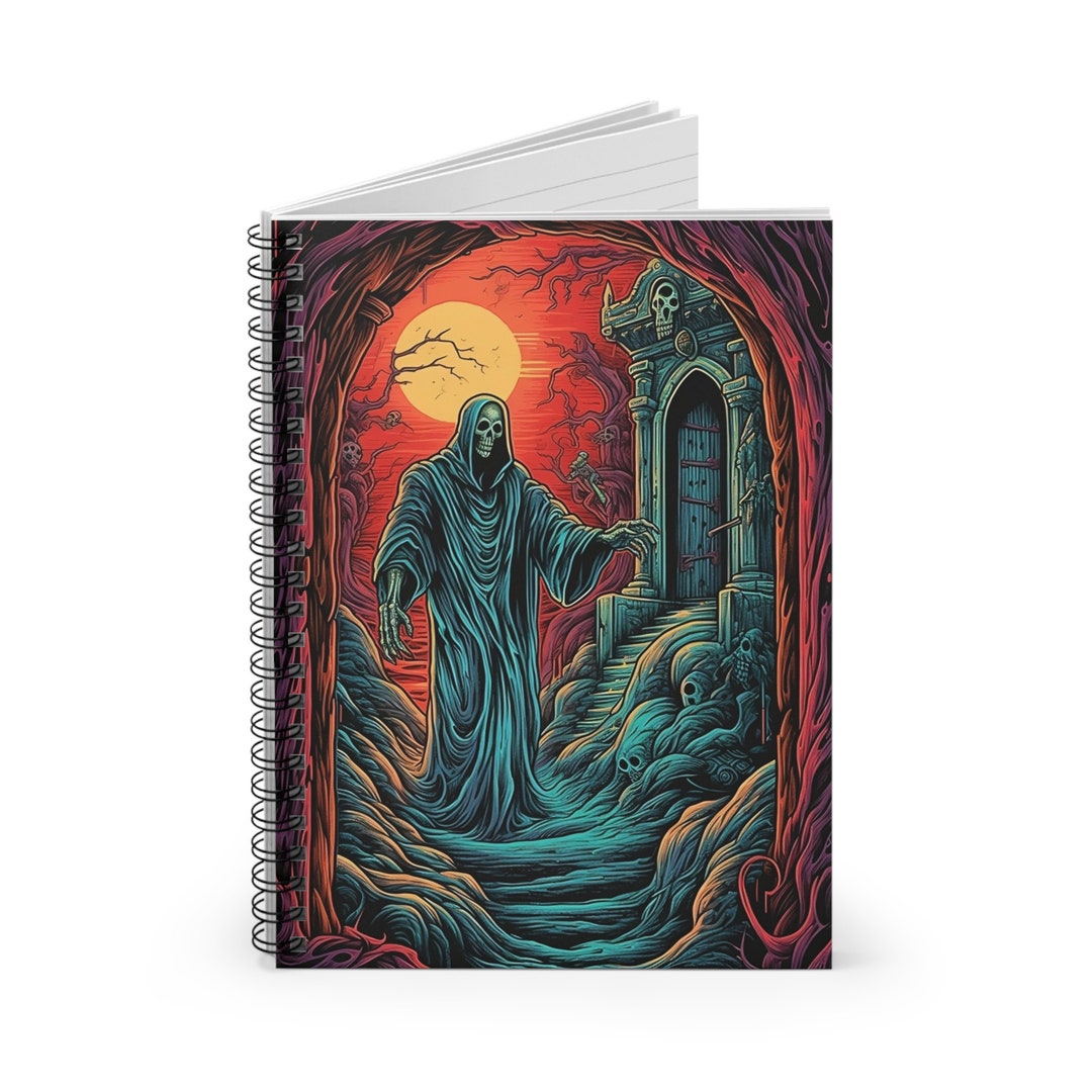 Grim Reaper Tarot Card Style Spiral Notebook - Gothic Gift Diary Lined ...