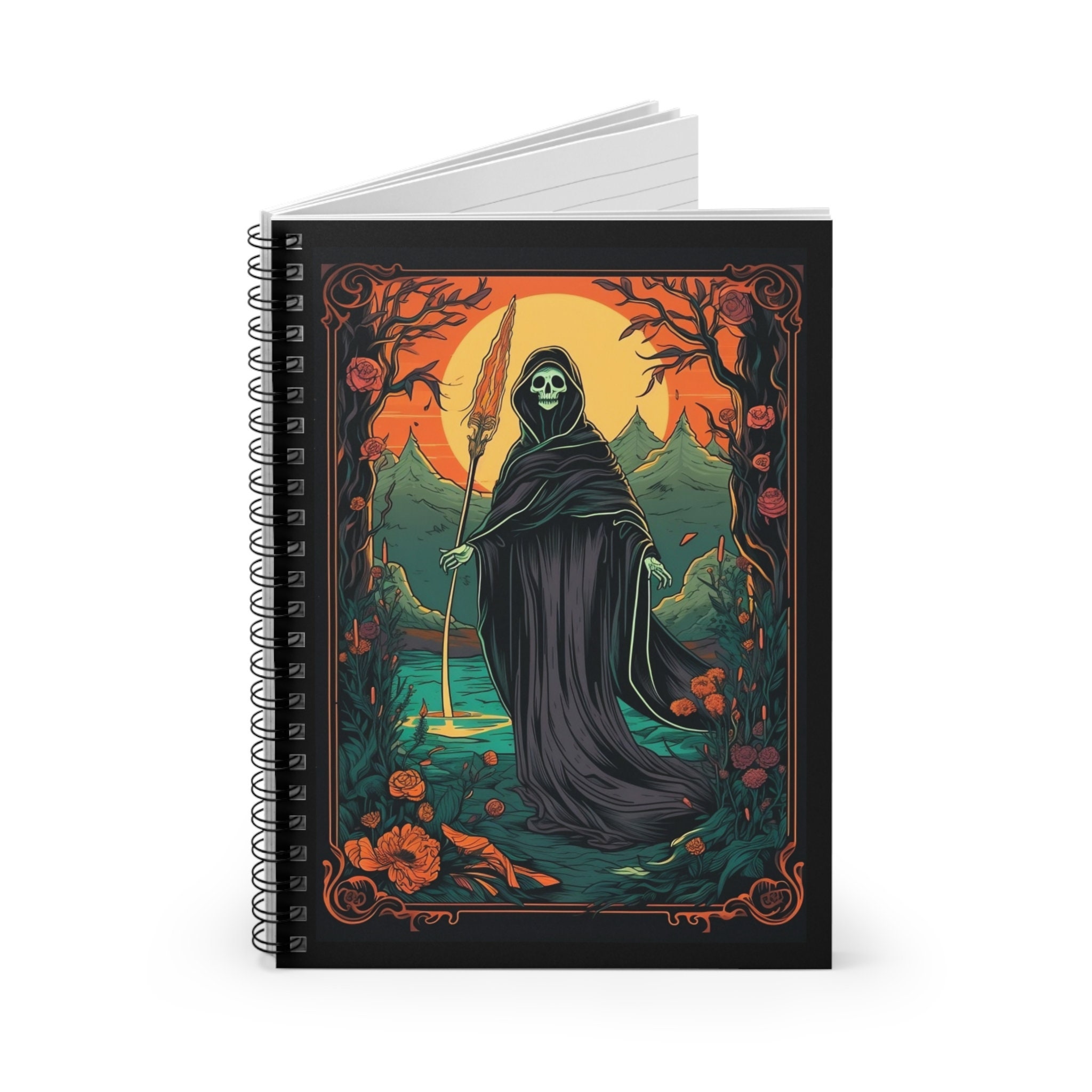 Grim Reaper Tarot Card Style Spiral Notebook - Gothic Gift Journal ...