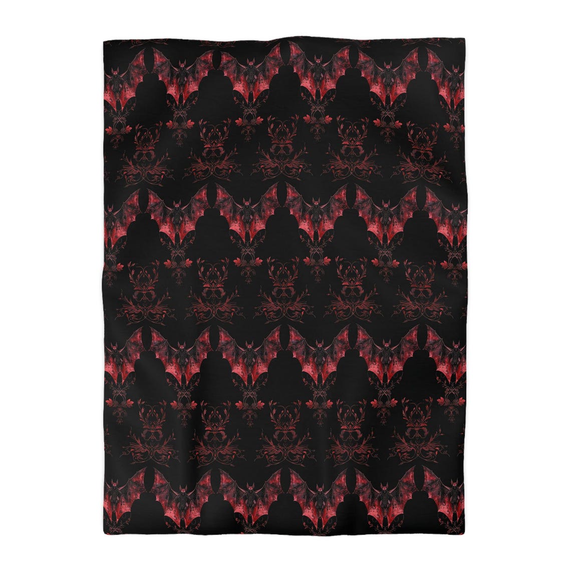 Red Baroque Bats Duvet Cover | Victorian Gothic Bedding in Black & Red ...