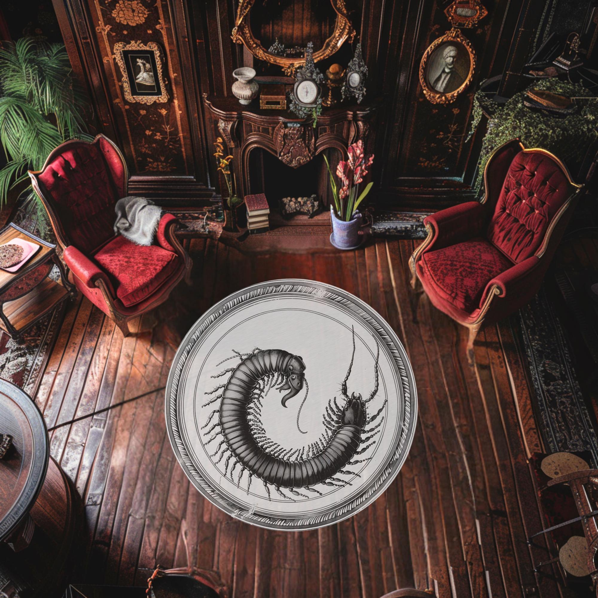 Gothic Centipede Round Rug | Black and White Vintage Victorian ...