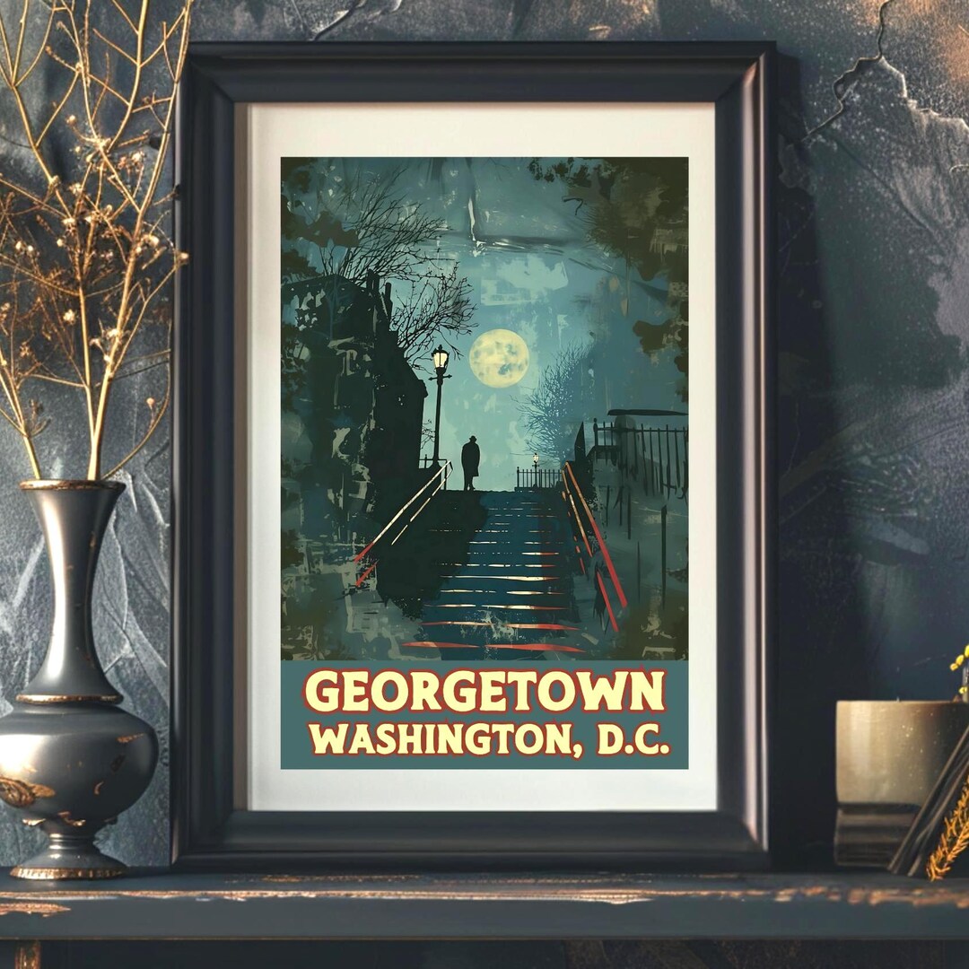 The Exorcist Stairs Poster | Georgetown DC Horror Film Art | WPA Style ...