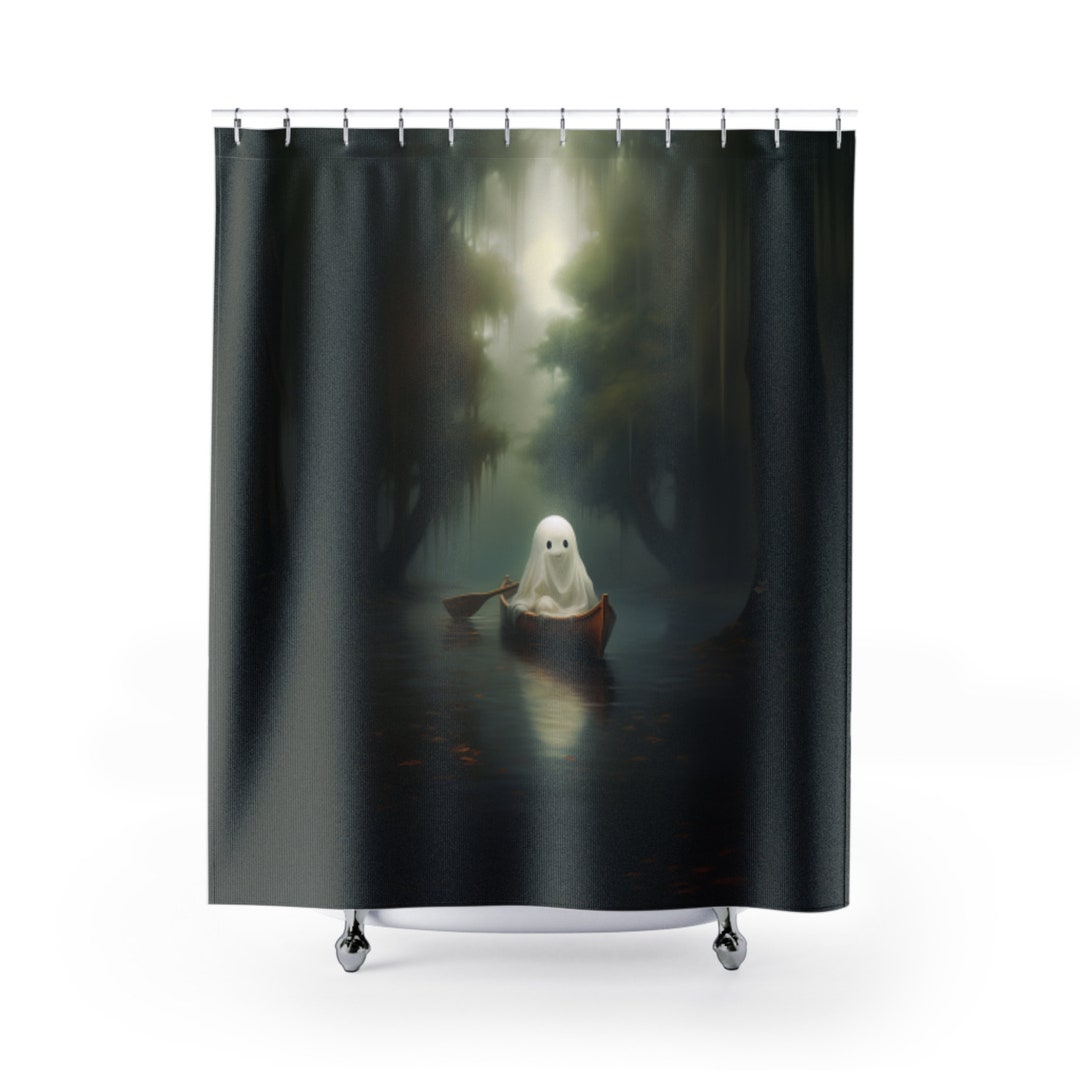Ghost in Rowboat in Oil Painting Style Shower Curtain - Enchanting ...